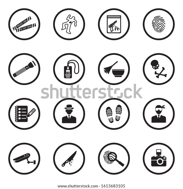 Crime Scene Icons Black Flat Design Stock Vector (Royalty Free ...
