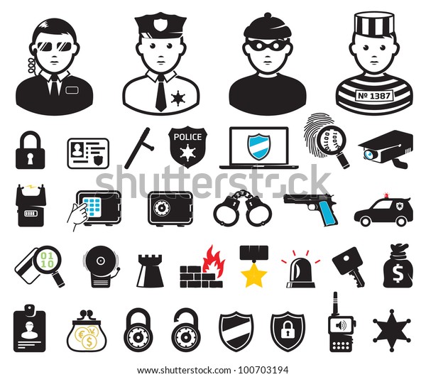Vector de stock (libre de regalías) sobre Símbolos del mundo del crimen ...