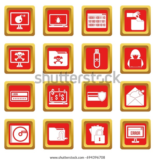 Criminal Activity Icons Set Red Color Stock Vector (Royalty Free ...