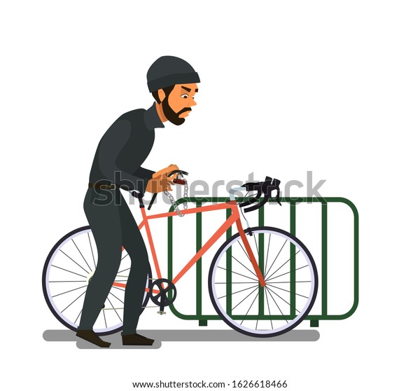 Criminal Bicycle Theft Vector Illustration Bicycle Stock Vector ...
