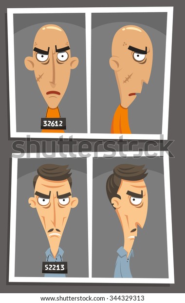 Criminal Mugshot Cartoon Set Stock Vector (Royalty Free) 344329313