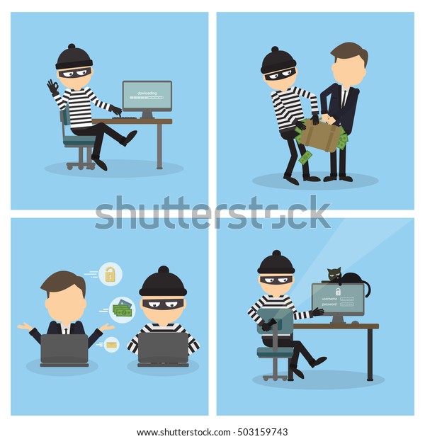 Criminal Russian Hacker Set Wanna Cry Stock Vector (Royalty Free) 503159743