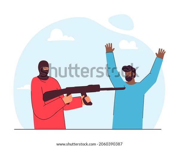 Criminal Threatening Man Weapon Flat Vector Stock Vector (Royalty Free ...
