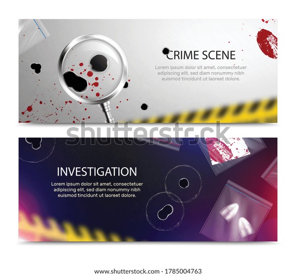 Criminalistic Detective Horizontal Banners Set Realistic Stock Vector ...