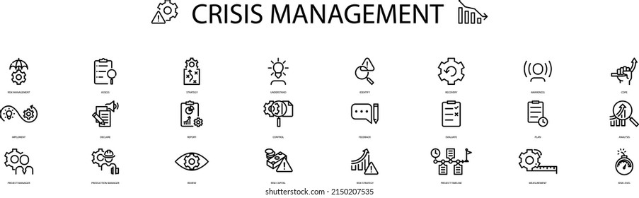 Crisis Management Icon Set Vector Illustration Stock Vector (Royalty ...