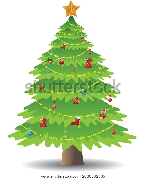 Crismistmas Tree Vector Art Illustration Stock Vector (Royalty Free ...