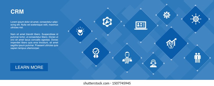 Crm Banner 10 Icons Conceptcustomer Management Stock Vector (Royalty ...
