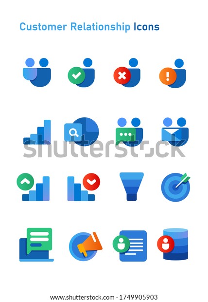Crm Customer Relationship Icons Set Collection Stock Vector (Royalty ...