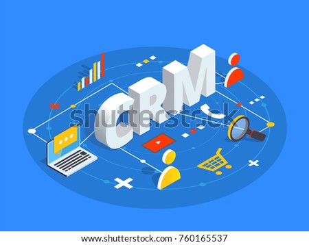 CRM Isometric Vector Illustration Customer Relationship Stock Vector ...