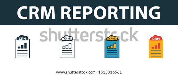 Crm Reporting Icon Set Premium Simple Stock Vector (Royalty Free ...
