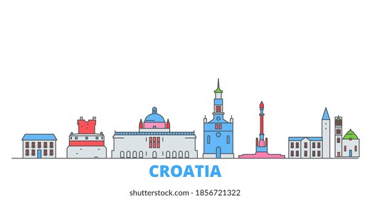 Croatia Line Cityscape Flat Vector Travel Stock Vector (Royalty Free ...