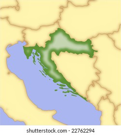 Map Croatia Borders Surrounding Countries 库存插图 22366195 | Shutterstock
