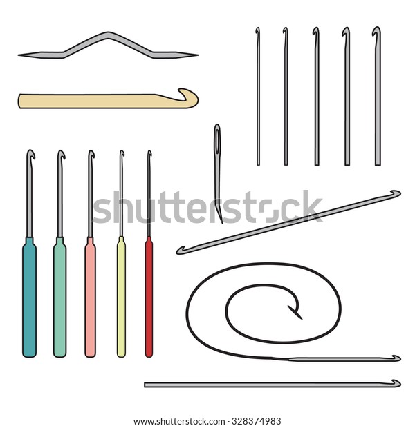 Crochets Set Crochet Tools Single Ended Stock Vector (Royalty Free ...