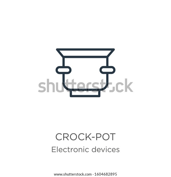Crockpot Icon Thin Linear Crockpot Outline Stock Vector (Royalty Free ...
