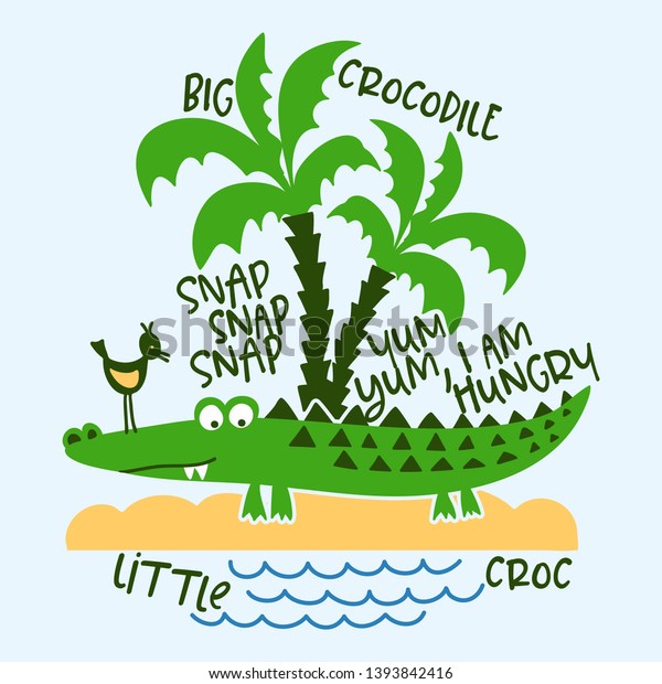 Crocodile Nature Print Design Text Funny Stock Vector (Royalty Free ...