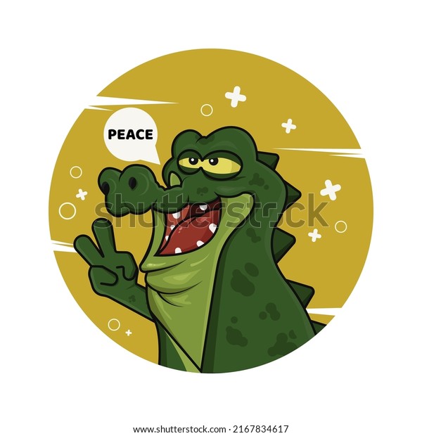 Crocodile Peace Hand Gesture Vector Illustration: เวกเตอร์สต็อก (ปลอด ...