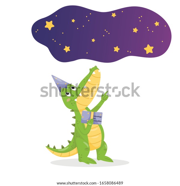 Crocodile Studying Astrology On White Isolated Stock Vector (Royalty ...