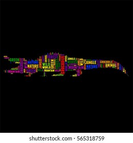 Crocodile Typography Word Cloud Colorful Vector Stock Vector (Royalty ...