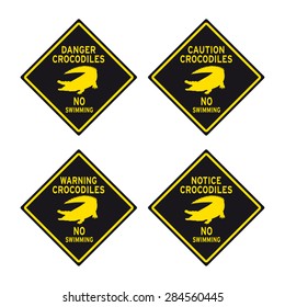 Crocodiles Caution Warning Danger No Swimming Stock Vector (Royalty ...