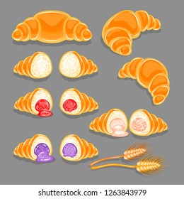 Croissant Front View Side Top Filled Stock Vector (Royalty Free ...