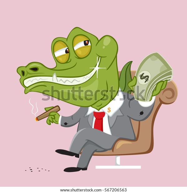 Crook Trader Crocodile Taking Money Hand Stock Vector (Royalty Free ...