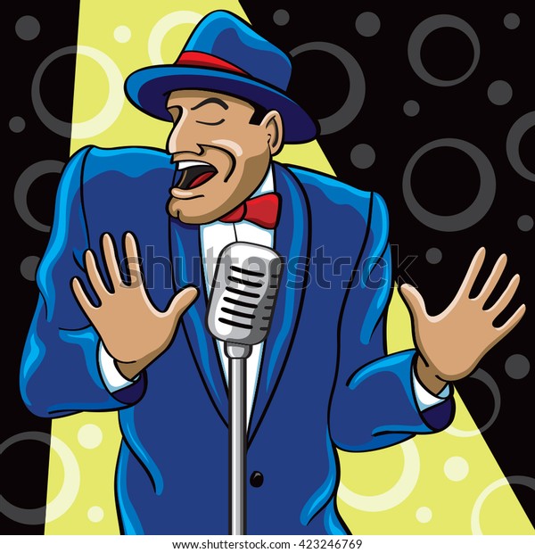 Crooner Singing Vintage Microphone Stock Vector (Royalty Free) 423246769