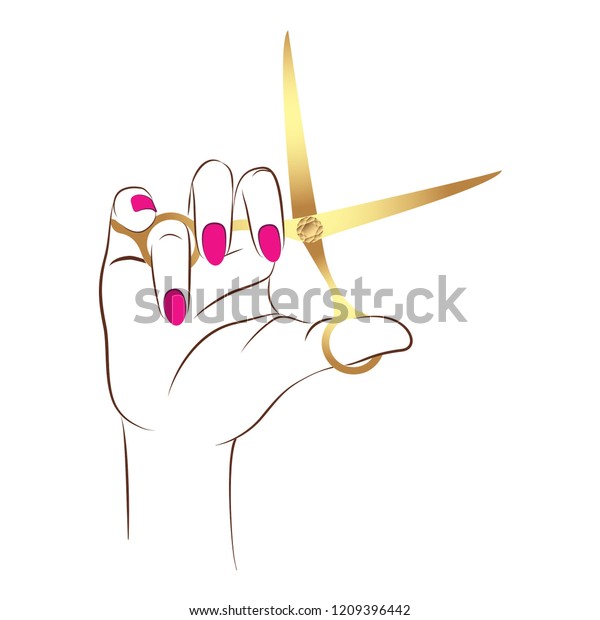 Cropped Illustration Hand Holding Pair Scissors Stock Vector (Royalty ...