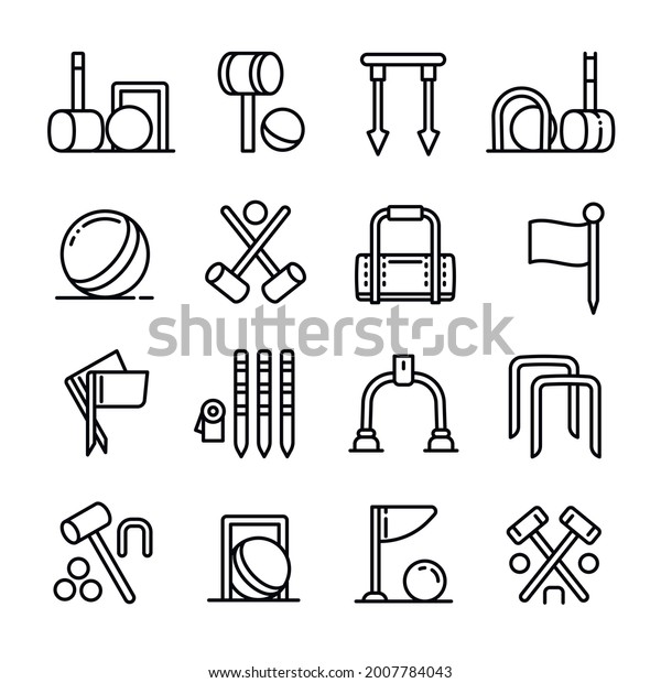 Croquet Icons Set Outline Set Croquet Stock Vector (Royalty Free ...