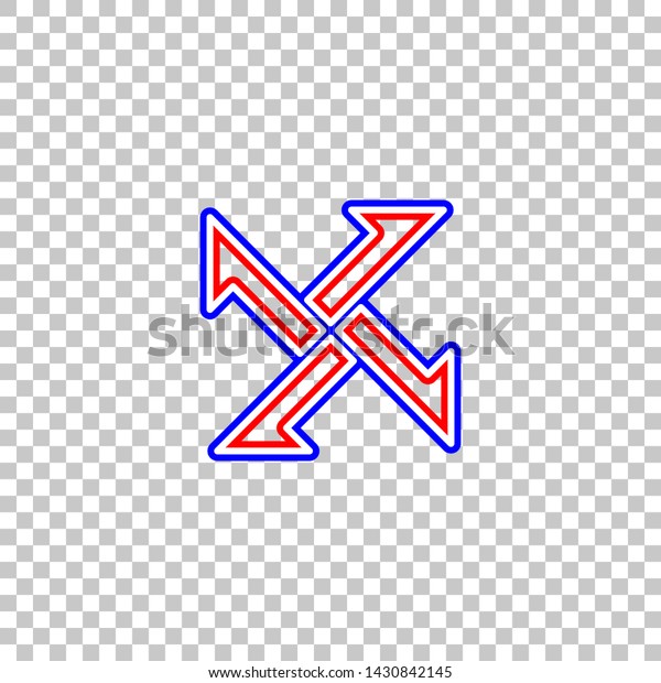 Cross Arrows Icon Red White Contour Stock Vector (Royalty Free ...