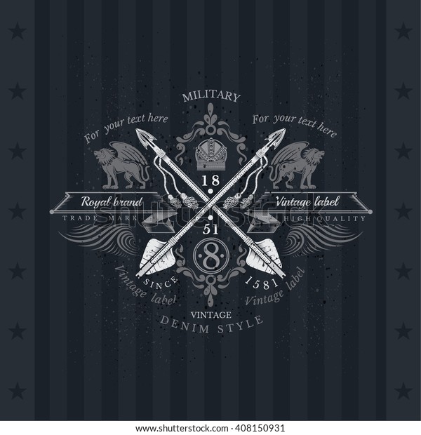 Cross Arrows Ribbons Two Lions Military Stock Vector (Royalty Free ...