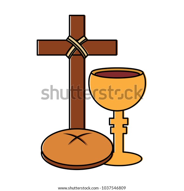 Cross Bread Chalice Christian Catholic Paraphernalia Stock Vector ...