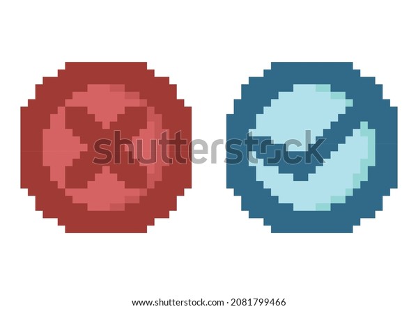 Cross Check Mark Symbol Pixel Theme Stock Vector (Royalty Free ...
