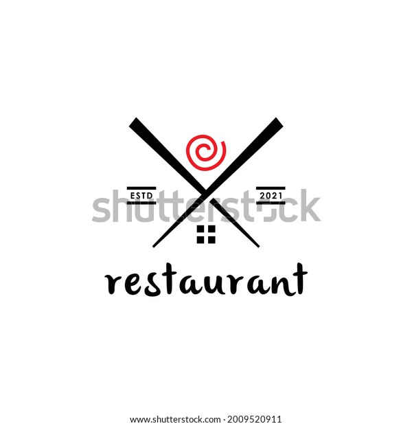 Cross Chopstick Sushi Restaurant Logo Design Stock Vector (Royalty Free ...