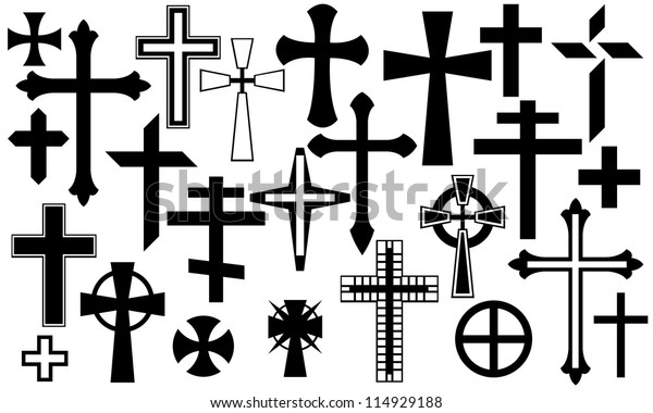 Cross Collage Isolated On White Stock Vector (Royalty Free) 114929188
