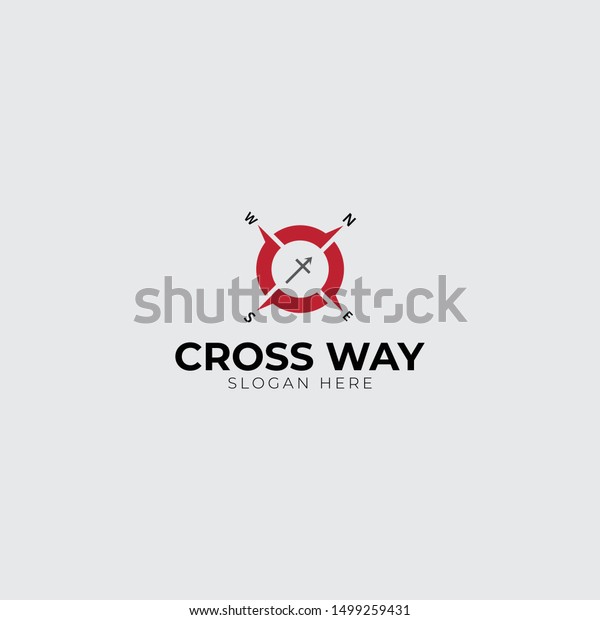 Cross Compass Minimalist Logo Concept: стоковая векторная графика (без ...