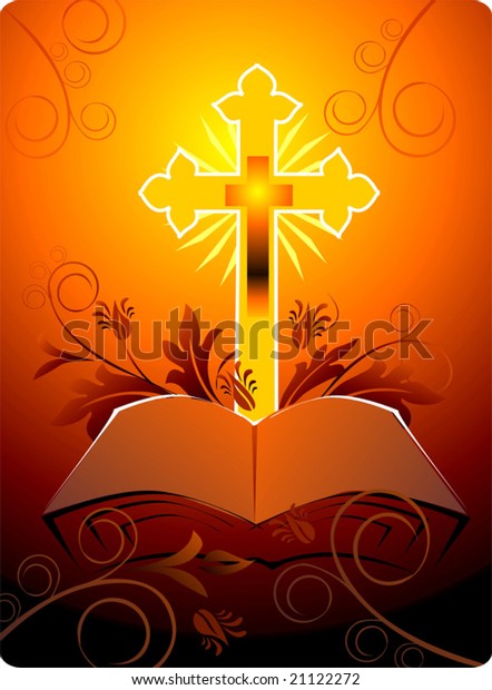 Cross Floral Background Bible Stock Vector (Royalty Free) 21122272