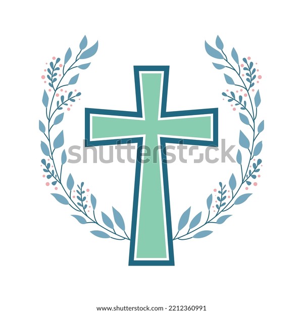 Cross Floral Crown Illustration Vector Design Stock Vector (Royalty ...