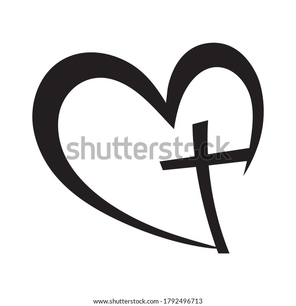 Icono de corazón cruzado. vector cristiano, diseño de Faith Jesus.