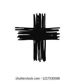 Cross Icon Sketch Isolated Object Black Stock Vector (Royalty Free ...