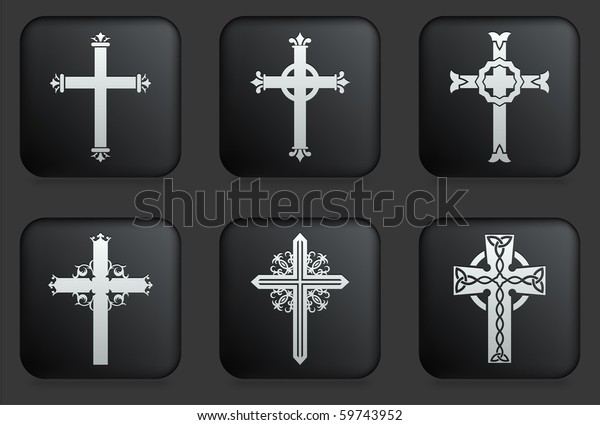 Cross Icons On Square Black Button Stock Vector (Royalty Free) 59743952