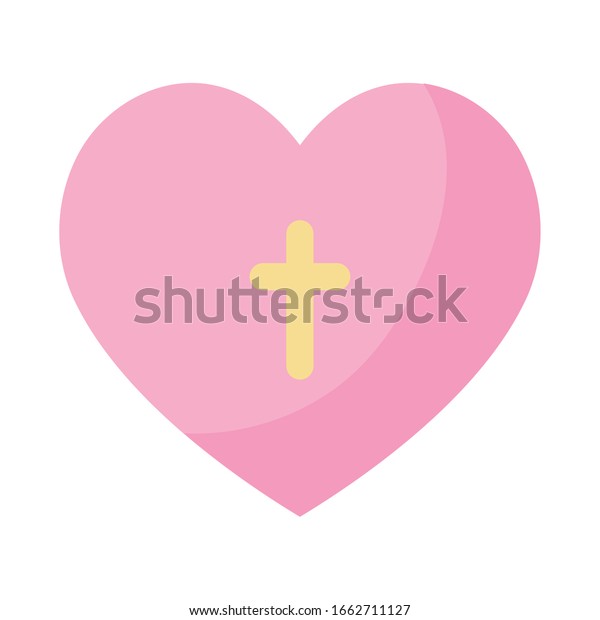 Cross Inside Heart Flat Style Icon Stock Vector (Royalty Free ...