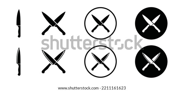 Cross Knife Icon Vector Crossed Kitchen Stock Vector (Royalty Free ...