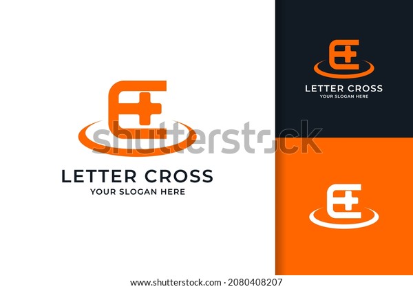 Cross Letter E Logo Business Medical Stock Vector (Royalty Free ...