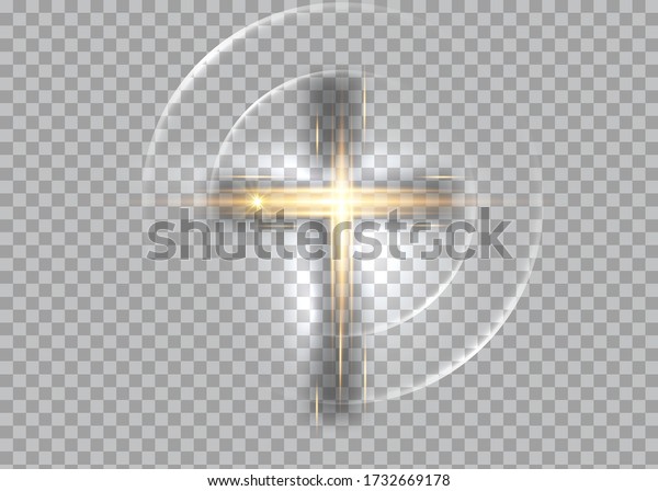 Cross Light Shiny Cross Golden Frame Stock Vector (Royalty Free ...