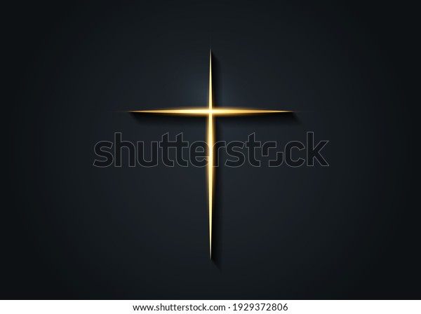 cross of light, shiny Cross with golden frame symbol of christianity ...