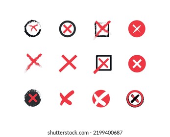 Cross Marks Symbol Collection Flat Styles Stock Vector (Royalty Free ...