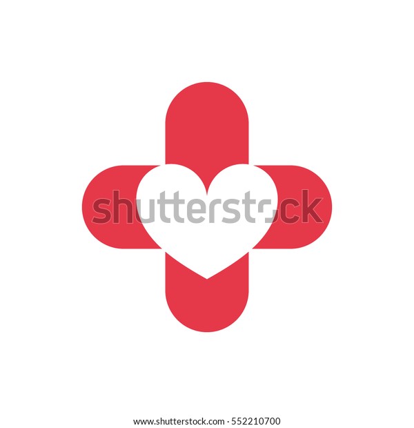 Cross Negative Space Heart Logo Medical Stock Vector (Royalty Free ...