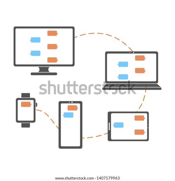 Cross Platform Devices Concept Colorful Vector Stock Vector (Royalty ...