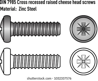 Cross Recessed Raised Cheese Head Screws Stock Vector (Royalty Free ...