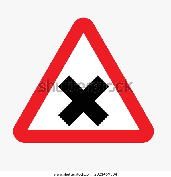 Cross Road Traffic Sign Vector Drawing: เวกเตอร์สต็อก (ปลอดค่าลิขสิทธิ์ ...